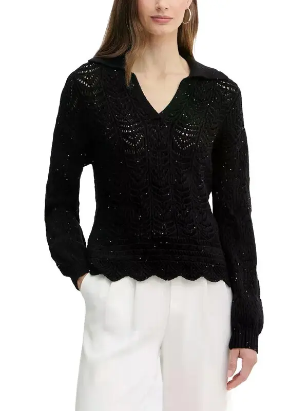 FRACOMINA V-neck Scalloped Knitwear - Black
