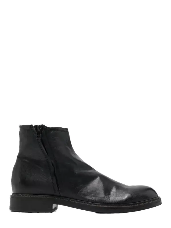 LEQARANT Leather Zip Boots - Black