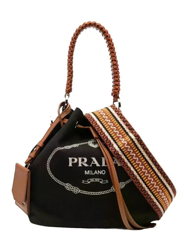 Prada 2013-2025 Canvas Canapa Logo Bucket Bag - Black