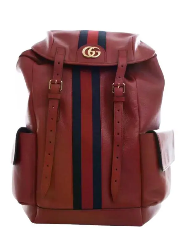 Gucci Large Calfskin Web Ophidia Backpack - Red
