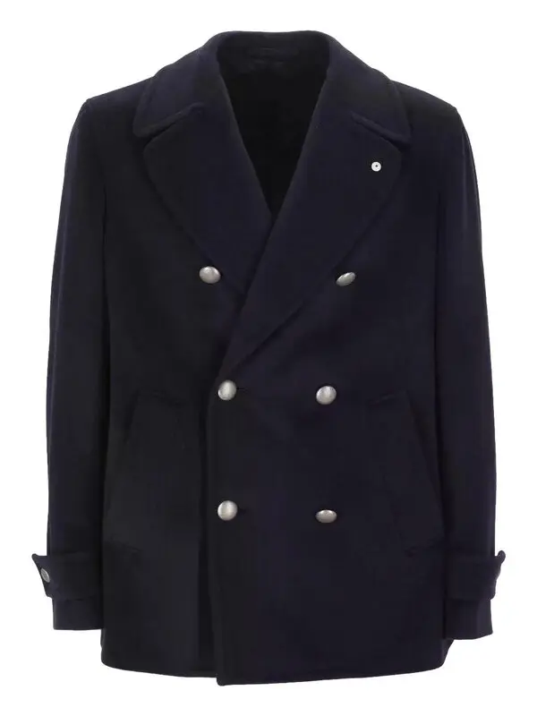 L.B.M. 1911 Buttoned Pea Coat - Blue