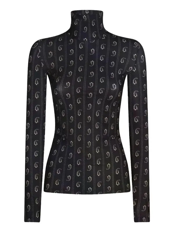 Tory Burch Geometric-print Turtleneck Top - Blue