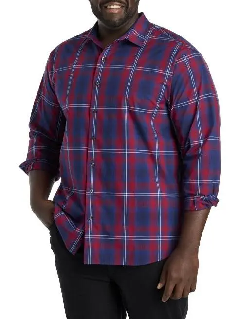 SYNRGY BY DXL Big & Tall Large Plaid Sport Shirt - Red Blue