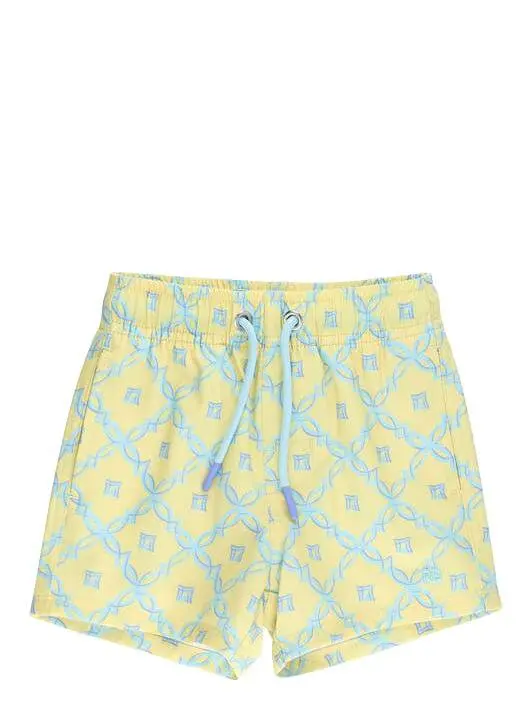 RUGGEDBUTTS Stretch Swim Trunks With Upf 50+ Sun Protection - Banana Coastal Charm