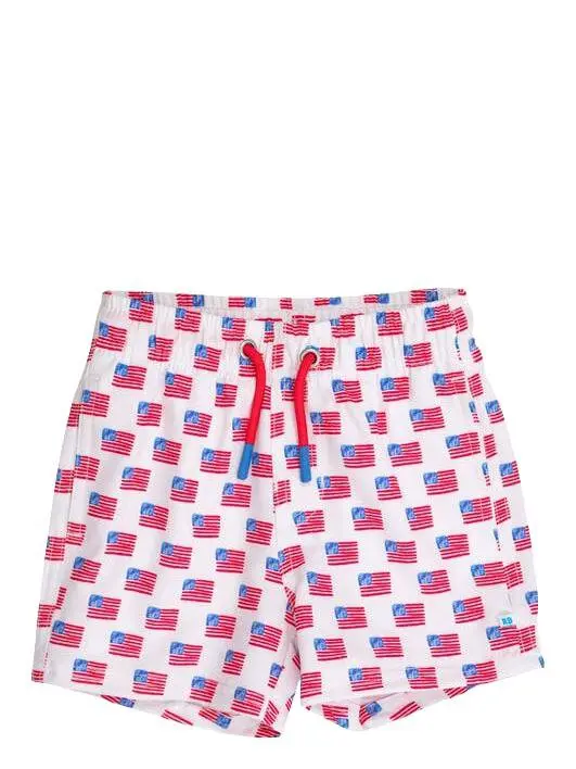 RUGGEDBUTTS Stretch Swim Trunks With Upf 50+ Sun Protection - Freedom Flags