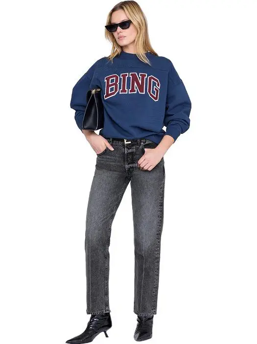ANINE BING Trenton Oversized Sweatshirt - Washed Navy