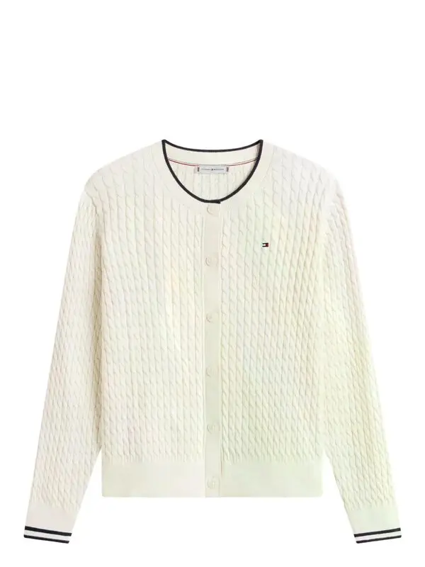 Tommy Hilfiger Crew-neck Cable-knit Cardigan - Neutrals
