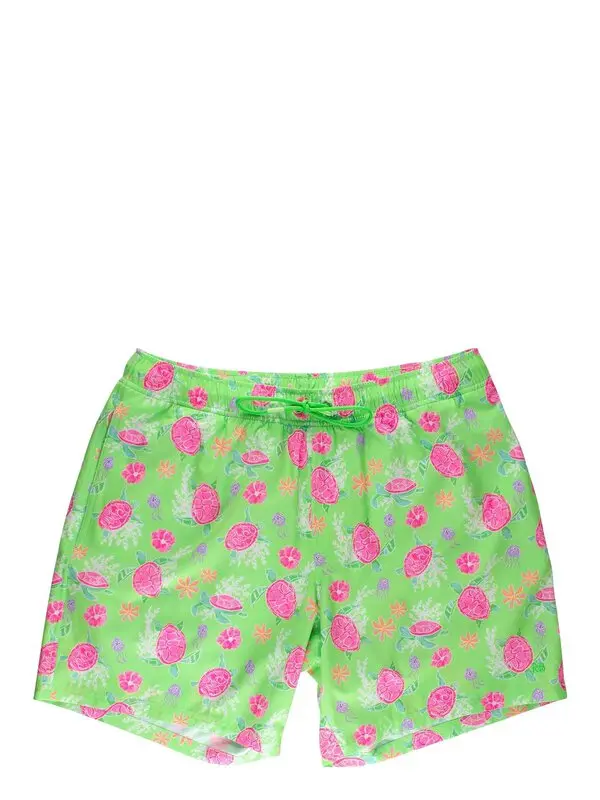 RUGGEDBUTTS Stretch Swim Trunks - Neon Turtle Tide
