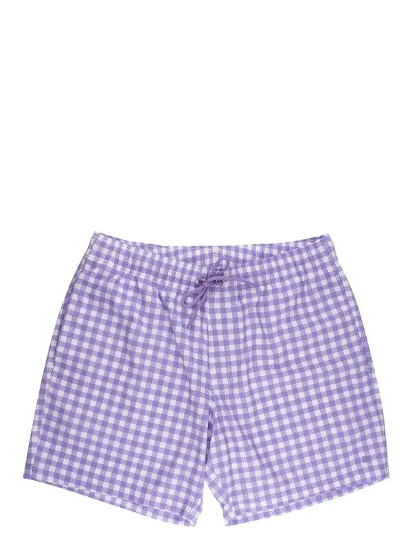 RUGGEDBUTTS Stretch Swim Trunks - Wisteria Purple Gingham