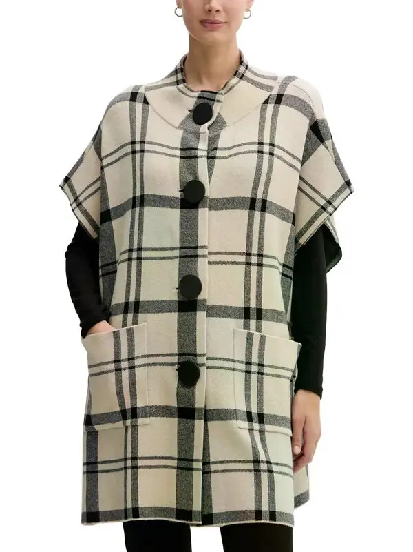 Joseph Ribkoff Buttoned Check Coat - Neutrals