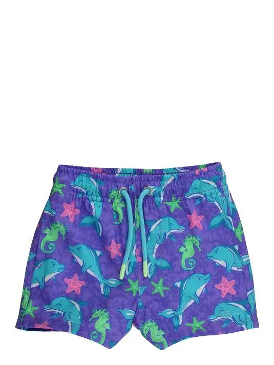 RUGGEDBUTTS Stretch Swim Trunks - Neon Fin Friends