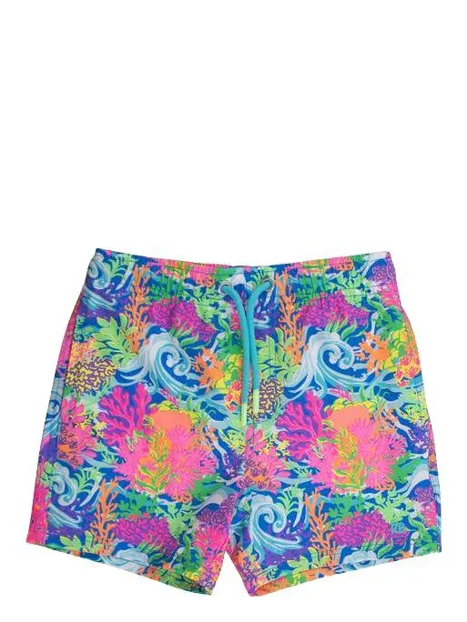 RUGGEDBUTTS Stretch Swim Trunks - Neon Ocean Coral