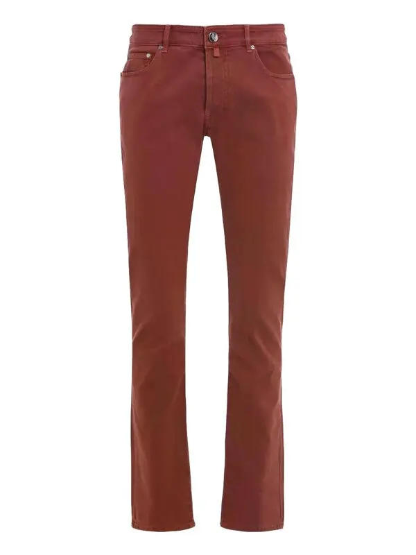 MOORER Five-pocket Straight Leg Jeans - Red
