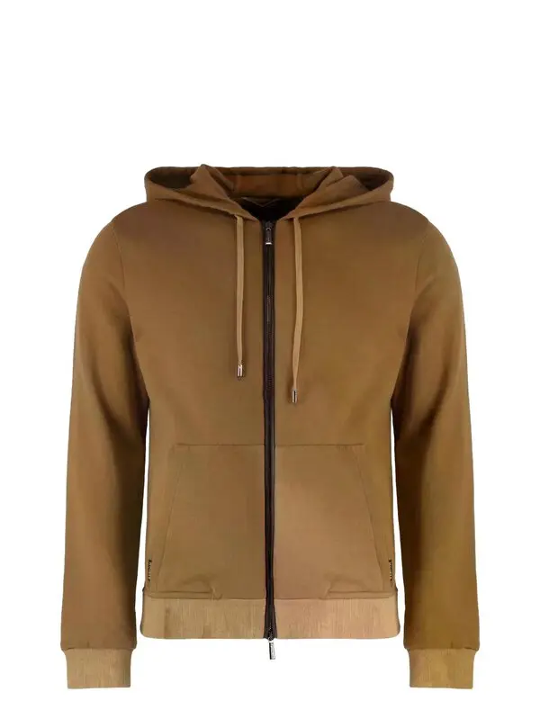MOORER Taran-lil Zip-up Hoodie - Brown
