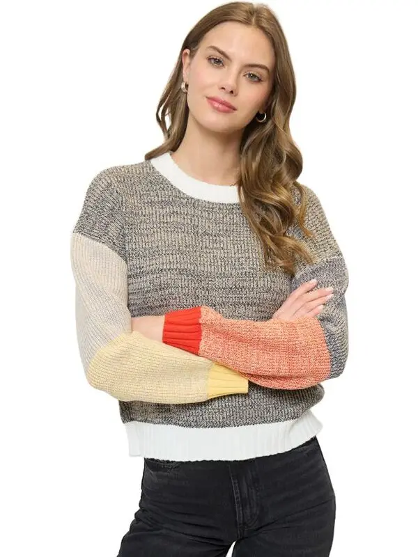 Central Park West Maisie Colorblocked Crewneck Sweater - Multi