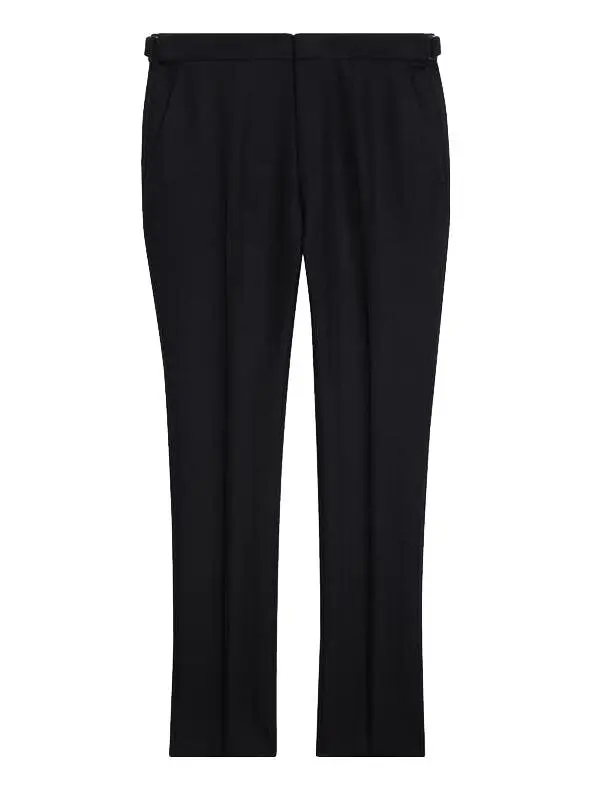 TOM FORD Flat Front Wool Herringbone Trousers - Naa Black