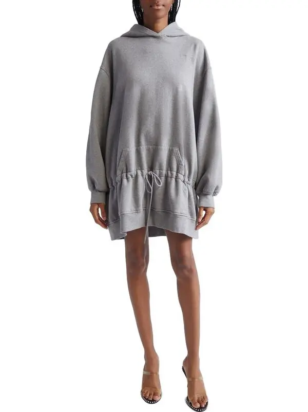 Alexander Wang Dropped Waist Hoodie Sweatshirt Dress - Washed Black