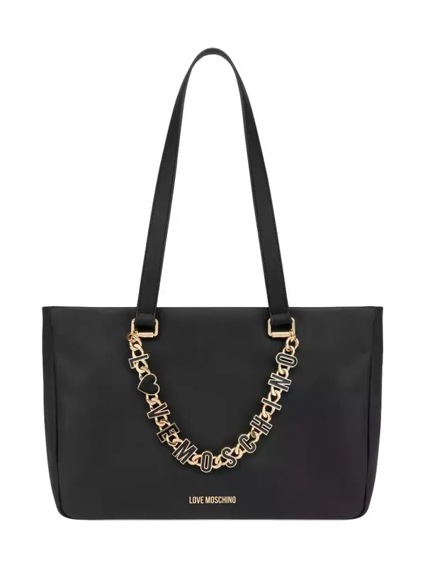 Moschino Logo Chain Shoulder Bag - Black