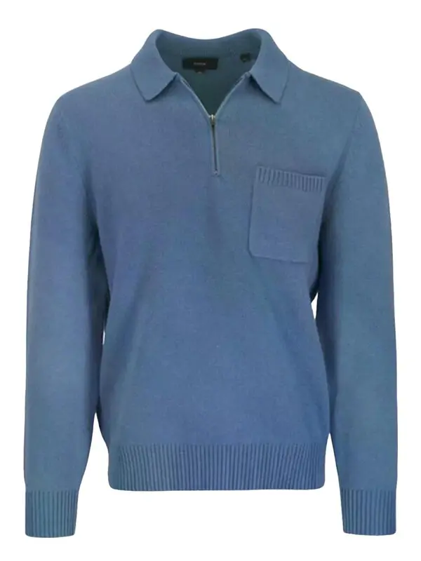 Vince Chest-pocket Half-zip Sweater - Blue