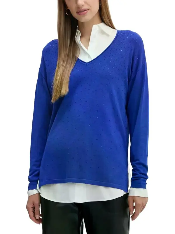 Joseph Ribkoff Embellished V-neck Knitwear - Blue