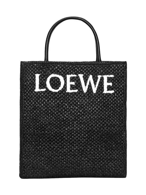 Loewe Top Handle Raffia Tote Bag - Black