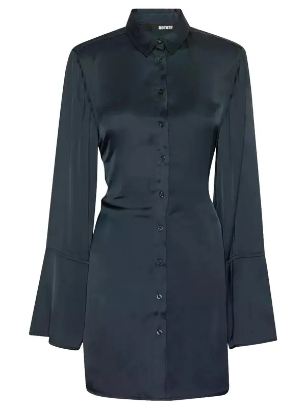 Remain Birger Christensen Satin-tie Mini Shirt Dress - Blue