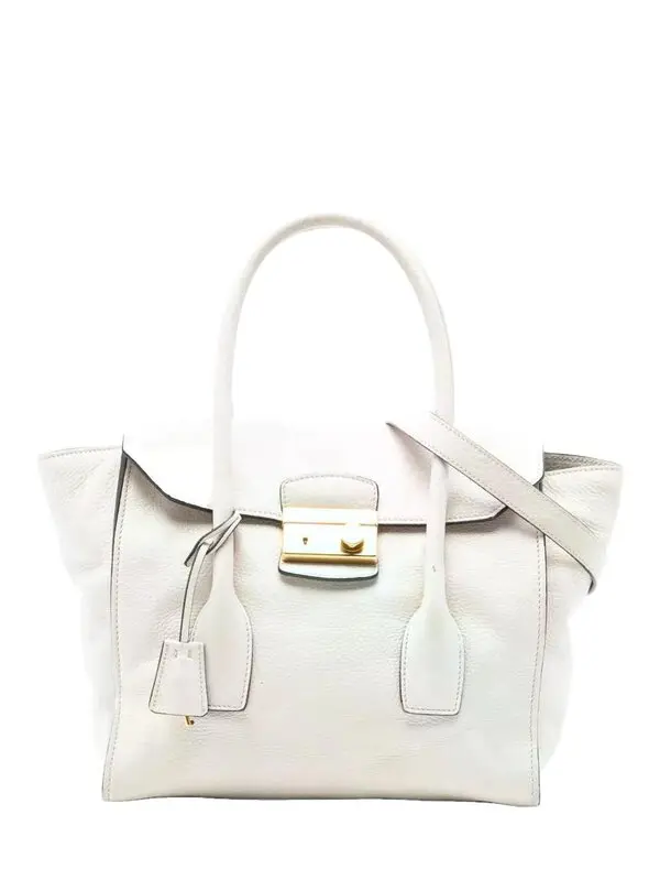 Prada Vitello Daino Sound Lock Satchel - White