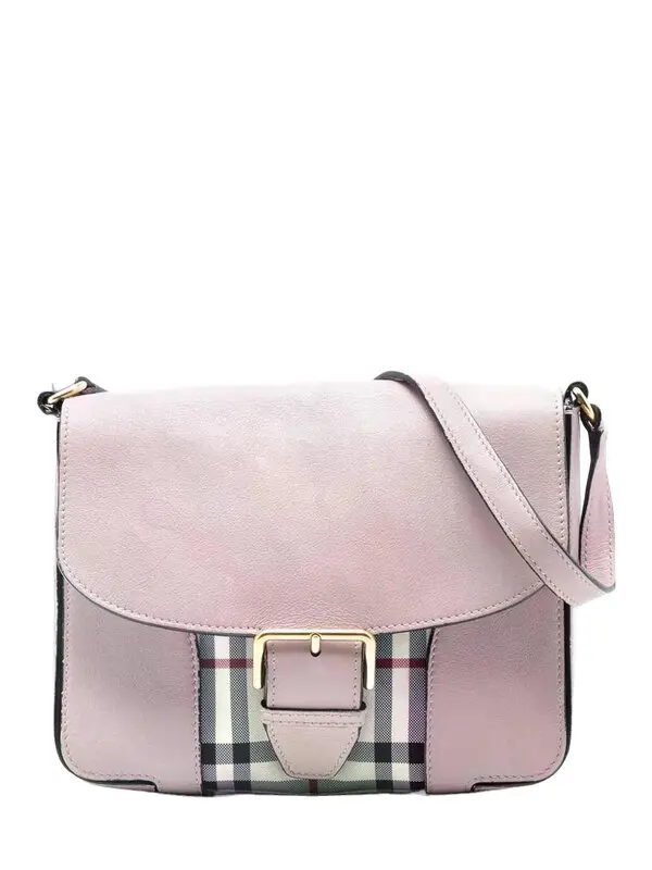 Burberry Haymarket Check Leather Dickens Crossbody Bag - Pink