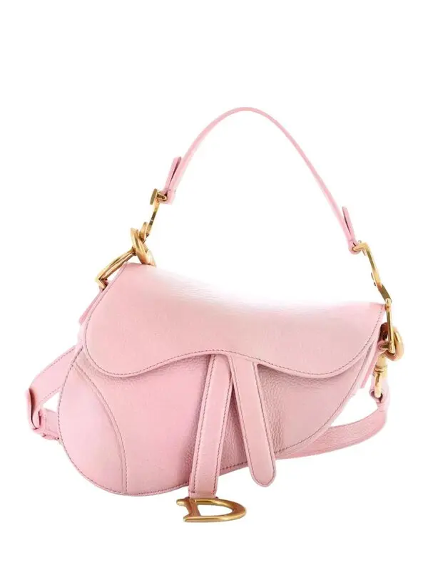 Dior Saddle Handbag With Strap Leather Mini Shoulder Bag - Pink