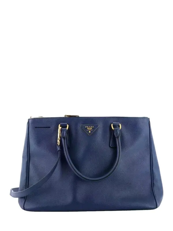 Prada Galleria Double Zip Saffiano Leather Large Tote Bag - Blue