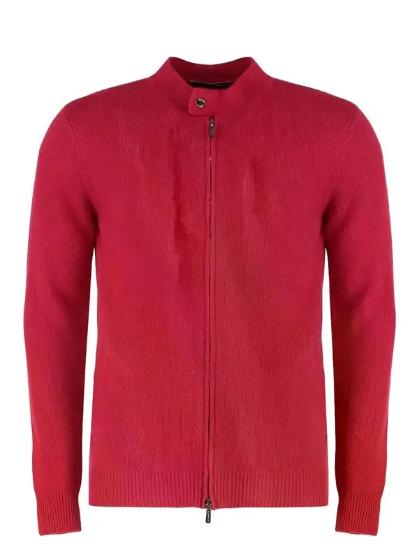 MOORER Zip-up Cardigan - Red