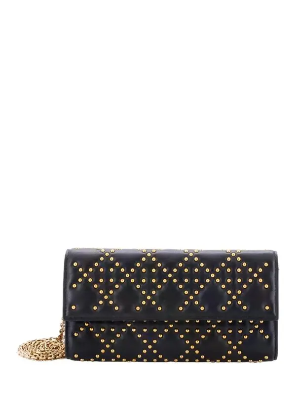 Dior Lady Croisiere Chain Wallet Cannage Studded Lambskin - Black