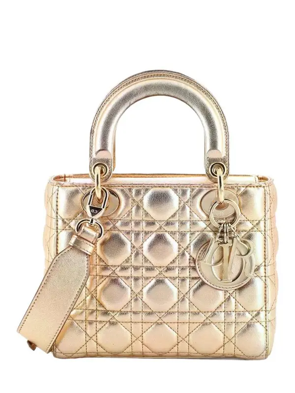 Dior My Abcdior Lady Bag Metallic Cannage Quilt - Gold