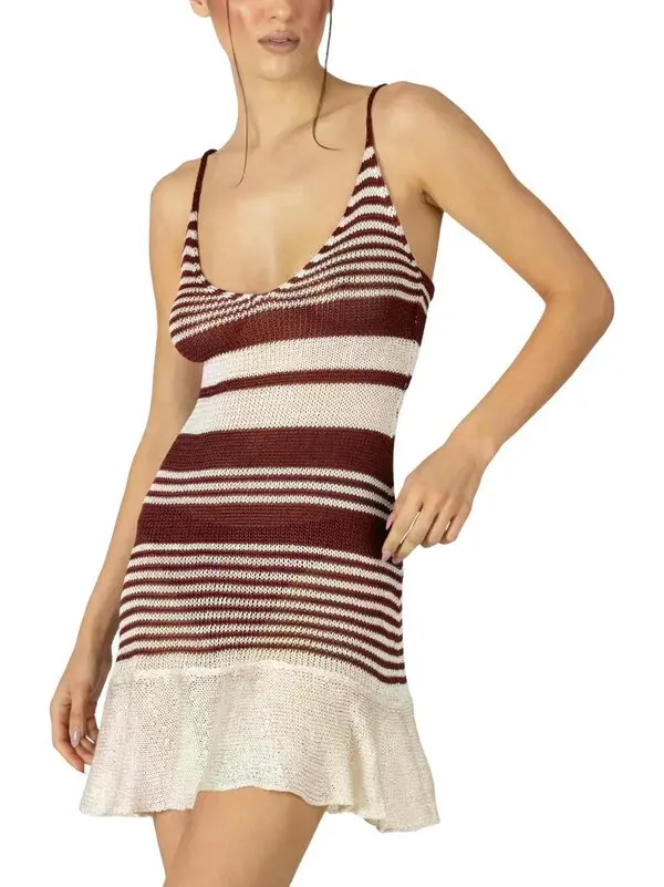 PARAMIDONNA Lea Striped Crochet Dress - Red