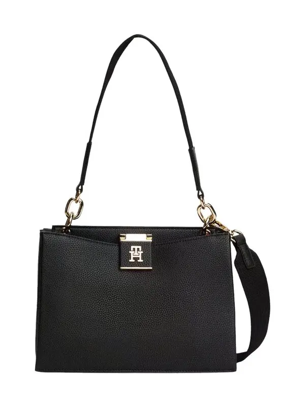 Tommy Hilfiger Chain-logo Shoulder Bag - Black
