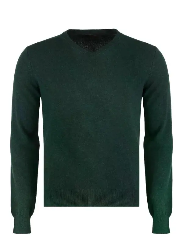 MOORER V-neck Knitted Sweater - Green