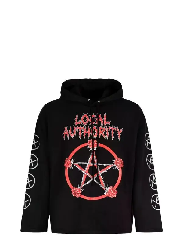 LOCAL AUTHORITY LA Graphic-print Cotton Hoodie - Black