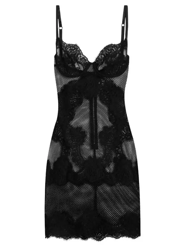 Dolce & Gabbana Lace-paneled Mini Dress - Black