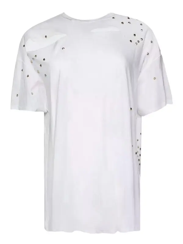 INTERIOR Mandy Diamante Cut-out T-shirt - White