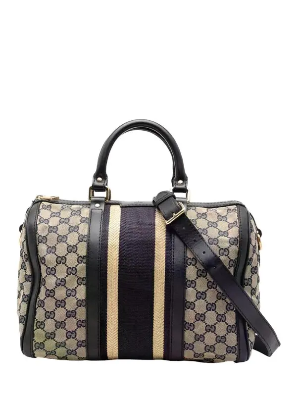 Gucci Gg Canvas Web Joy Boston Bag Satchel - Brown