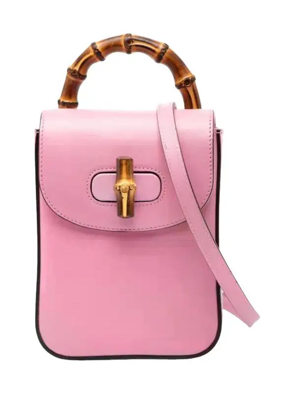 Gucci 2000-2015 Mini Calfskin Bamboo Top Handle Satchel - Pink