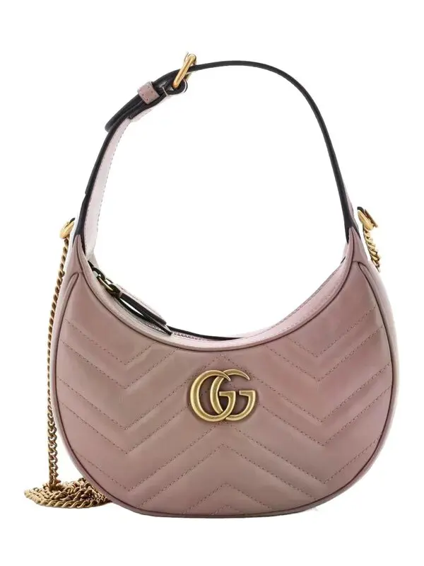 Gucci Gg Marmont Half Moon Mini Hobo Bag - Neutrals