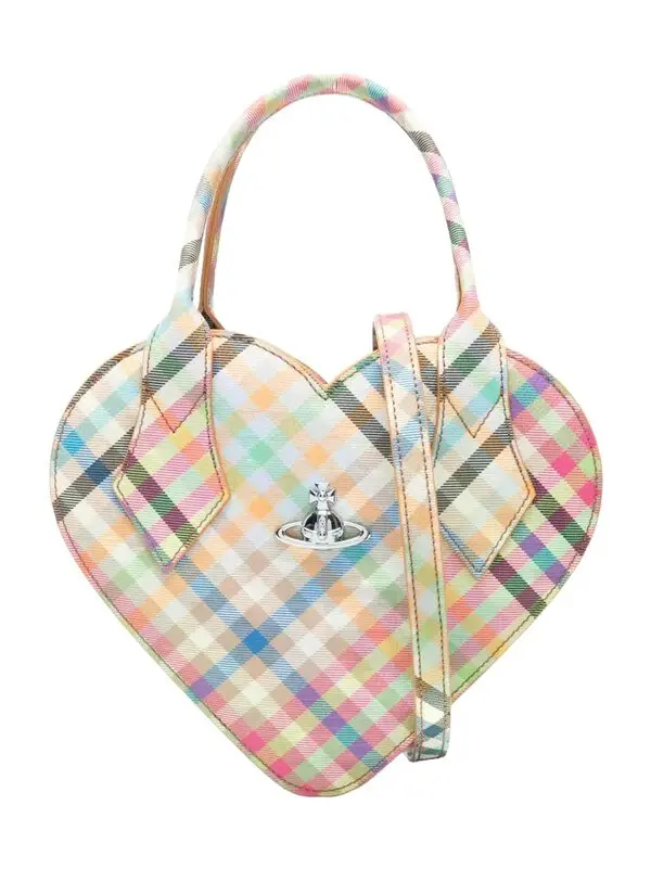 VIVIENNE WESTWOOD Josephine Heart Plaid Tote Bag - Neutrals