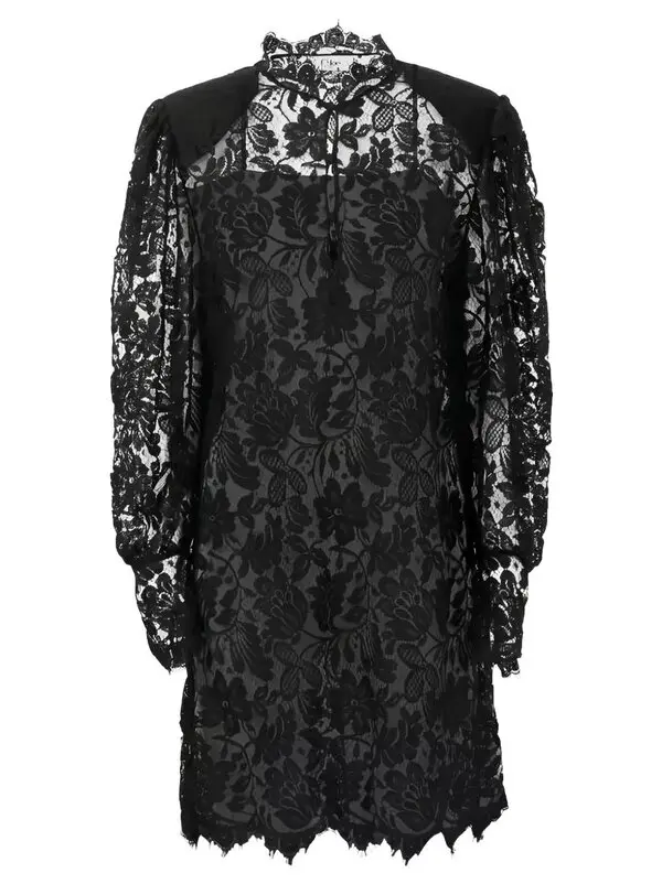 Chloé Floral-lace High-neck Dress - Black