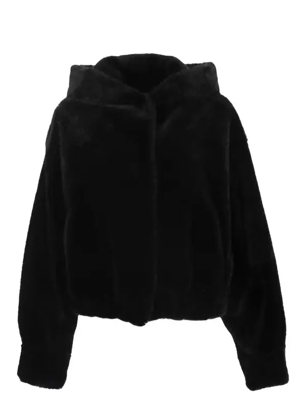 BB COUTURE Hooded Faux Fur Jacket - Black