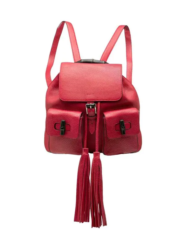 Gucci Leather Bamboo Tassel Backpack - Pink
