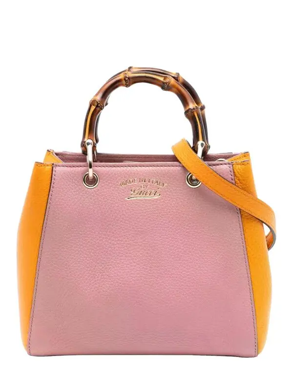Gucci 2016-2025 Mini Bicolor Calfskin Bamboo Shopper Satchel - Pink