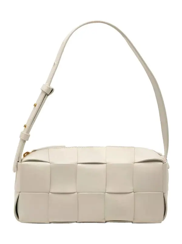 Bottega Veneta Small Nappa Intrecciato Brick Cassette Shoulder Bag - White