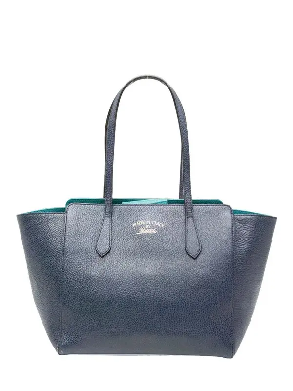 Gucci 2000-2015 Medium Leather Swing Tote - Blue
