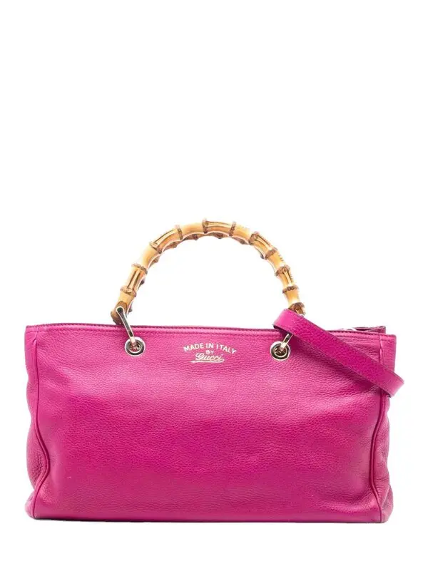 Gucci Medium Calfskin Bamboo Shopper Satchel - Pink